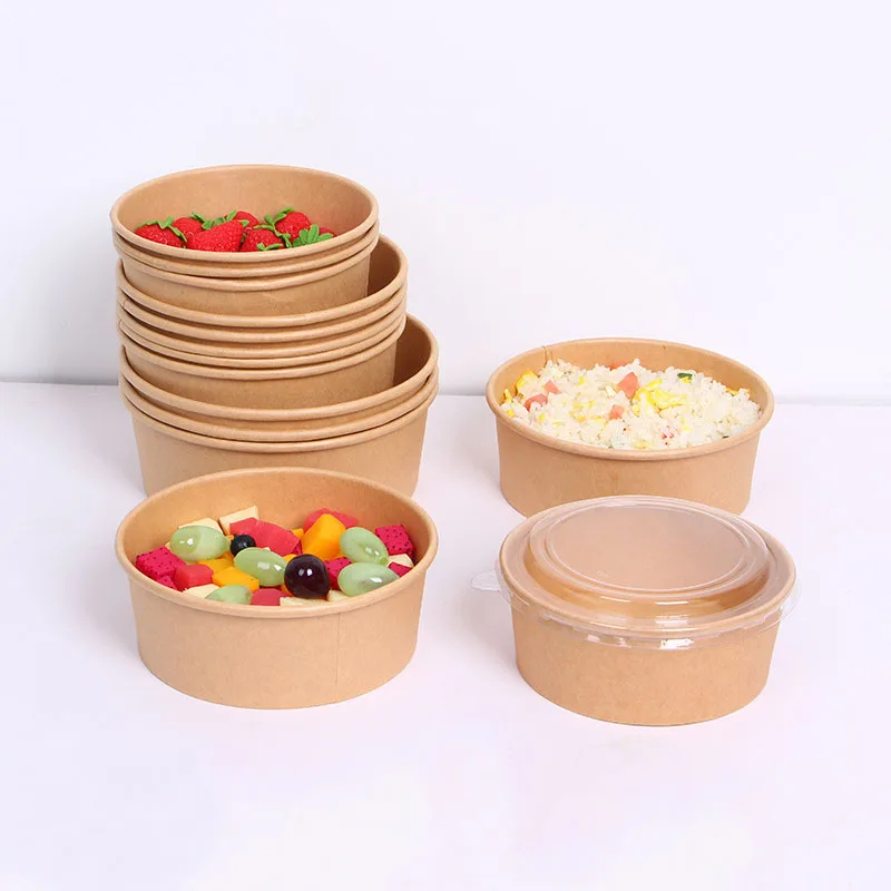 Custom Disposable Round Craft Paper Bowl with Lid PLA PE Coated Fast ...