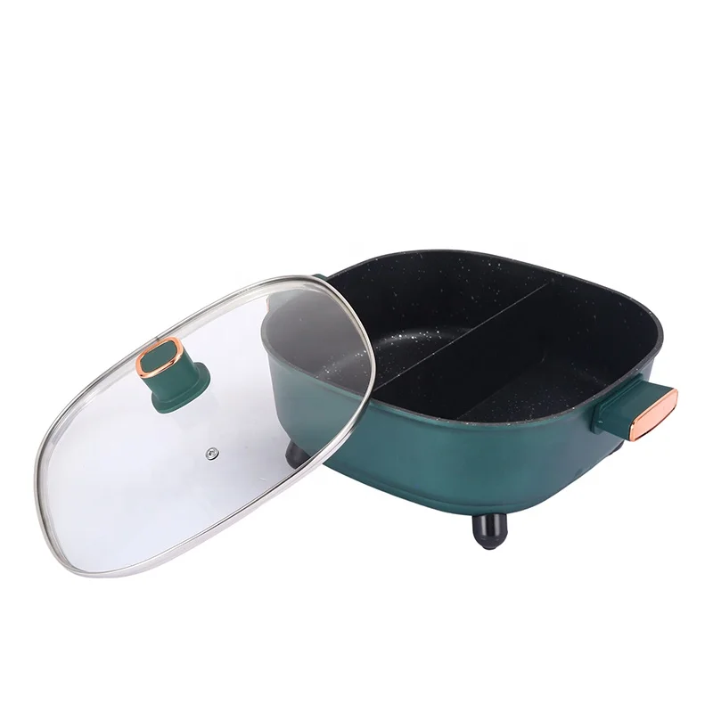 Marble Coating 2 In 1 Divided Electric Hot Pot Multifunction Electric ...