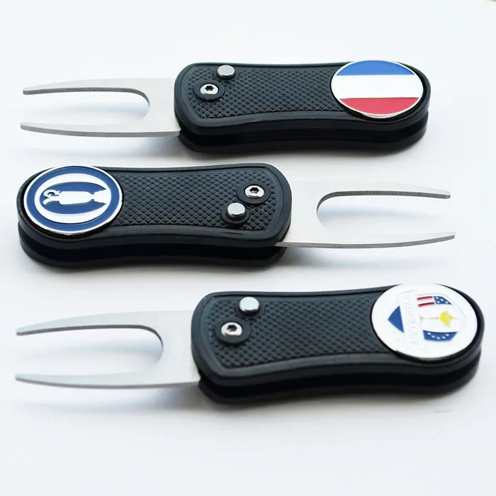 Multi Color Retractable Golf Divot Repair Tool - Stainless Steel