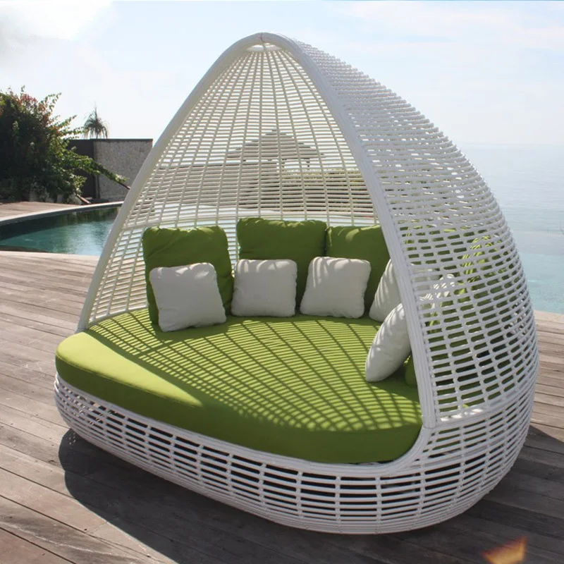 Luxury Lounge Holz Outdoor Garden Canopy Daybed Govan Rattan Wicker ...
