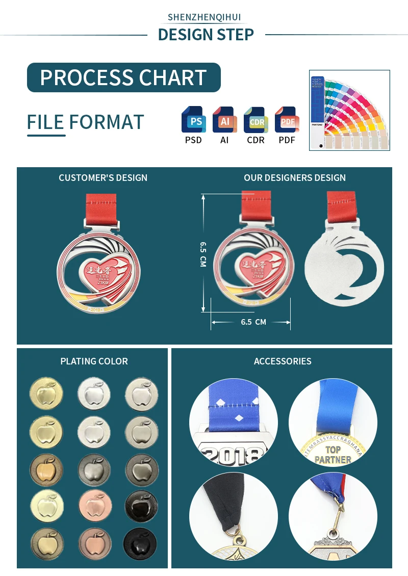 Free Design Metal Logo Custom Trophies And Medals Ribbon Medal Zinc ...