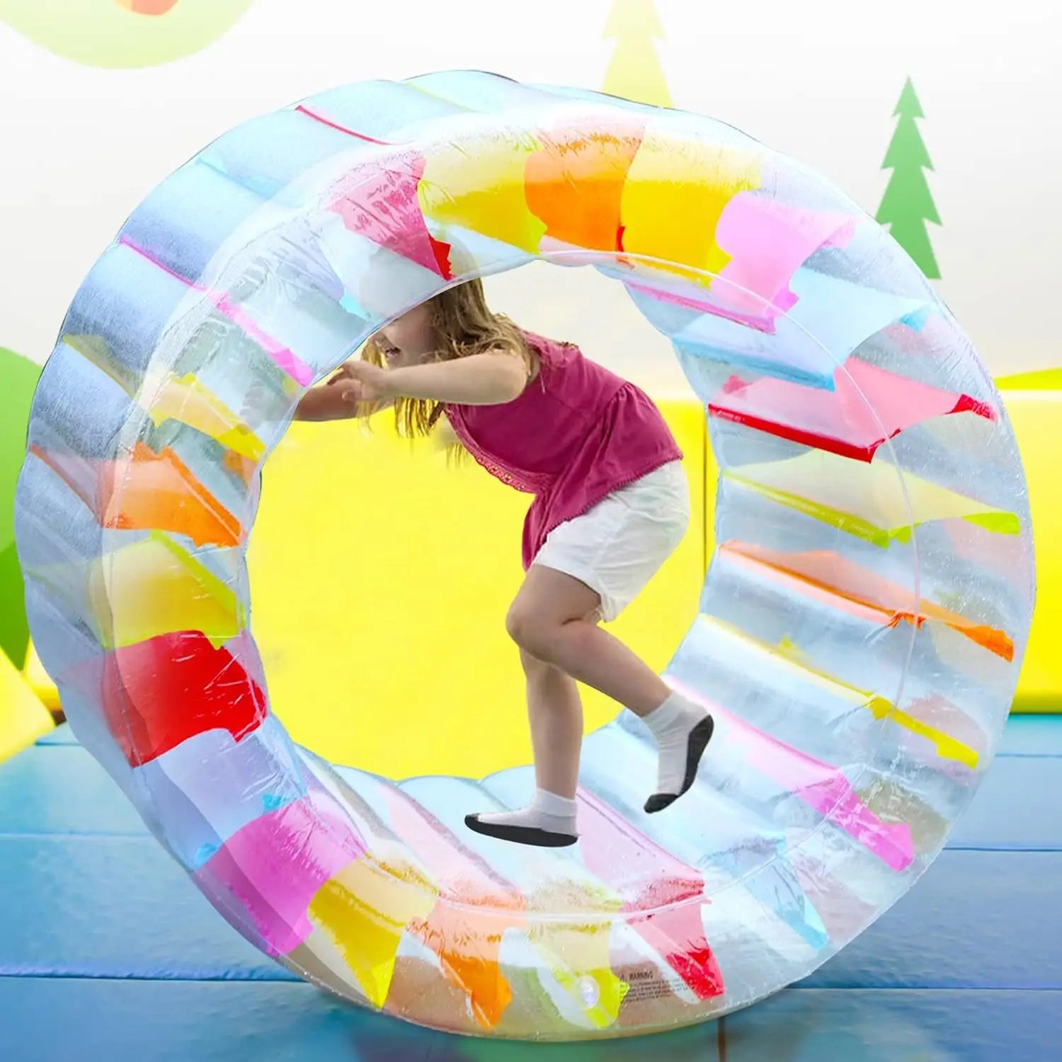 Water Wheel Pool Float, Inflatable Roller Float for Kids, Colorful Pool ...