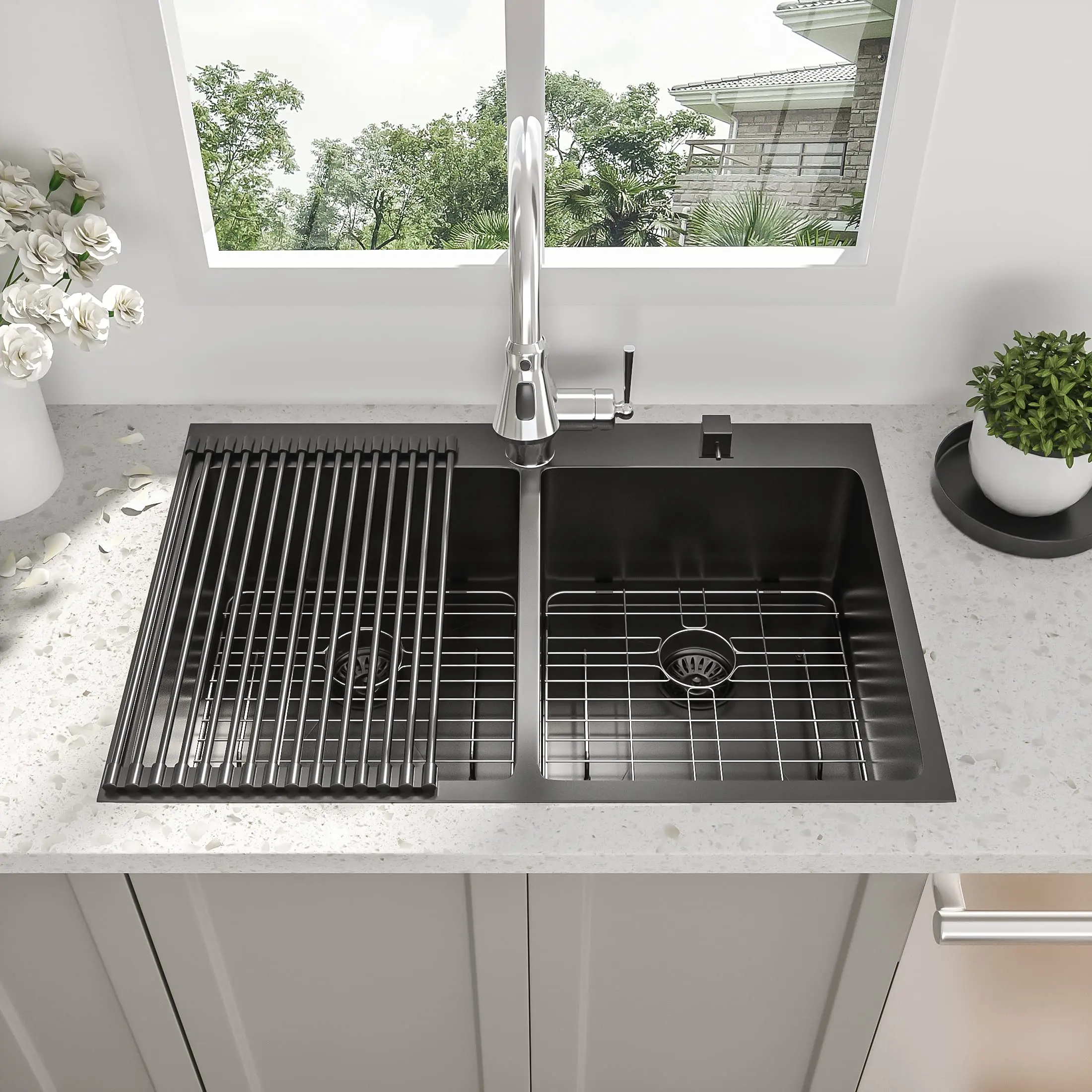 33 Inch Kitchen Sink Topmount Stainless Steel Sink 201/304 Deep Double ...