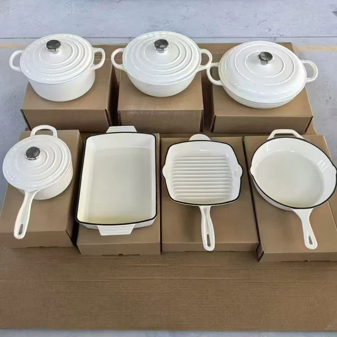 Factory Direct Cast Iron Enamel Cookware Set 7PCS Multiple Sizes ...
