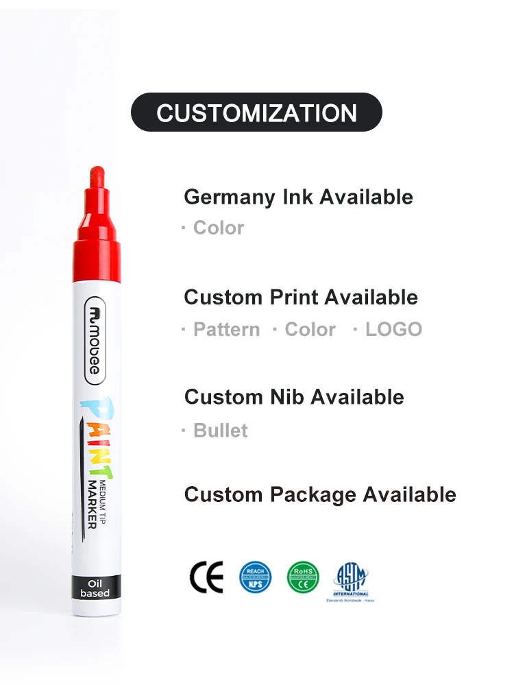 Mobee P-862a Low Odour Waterproof Paint Marker Of 12 Customized Paint ...