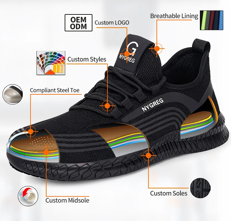 Factory Use Steel Toe Safety Shoes Anti-smash Anti-puncture Plastic Toe ...