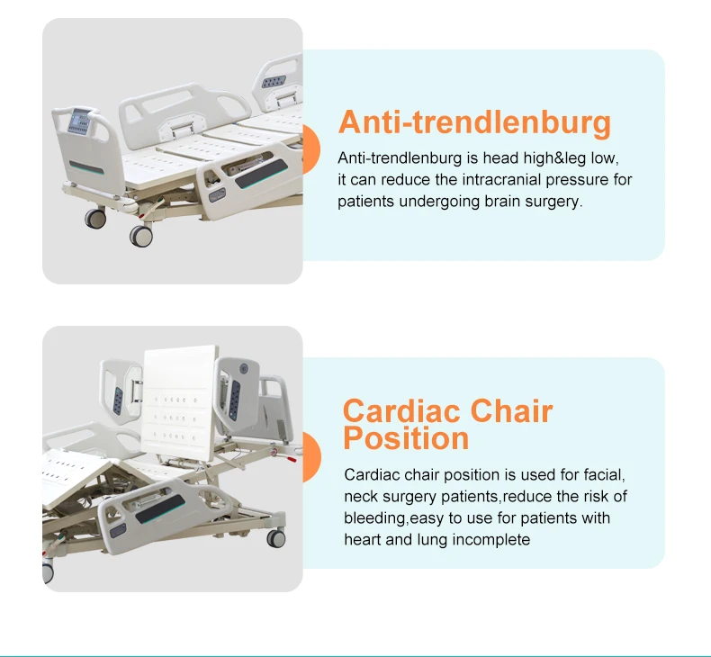 Multifunctional Electric Motor Hospital Bed Icu Patient Bed With Cpr ...