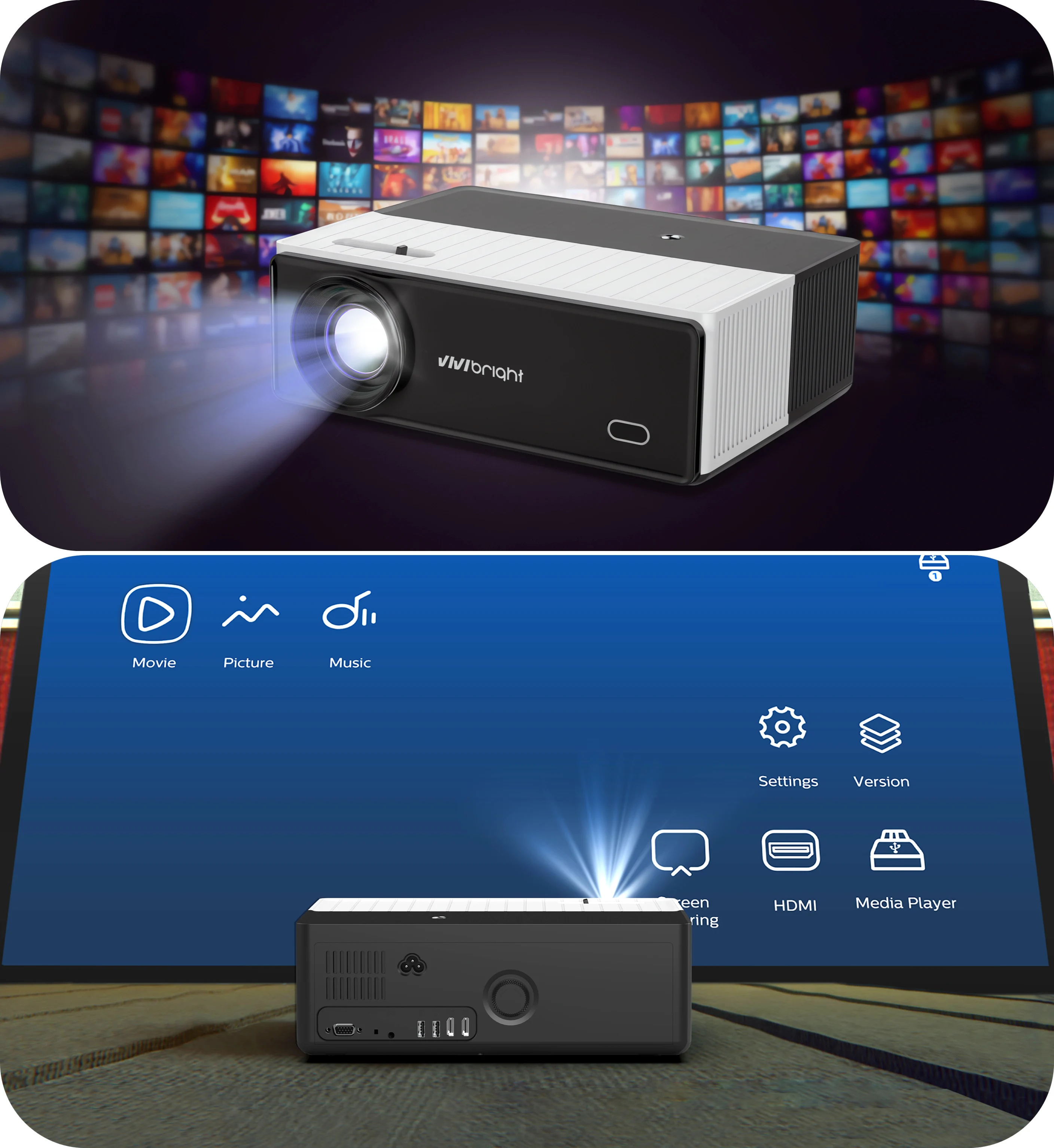 VIVIBRIGHT PROJECTOR D4000 Professional High Brightness Projector for ...