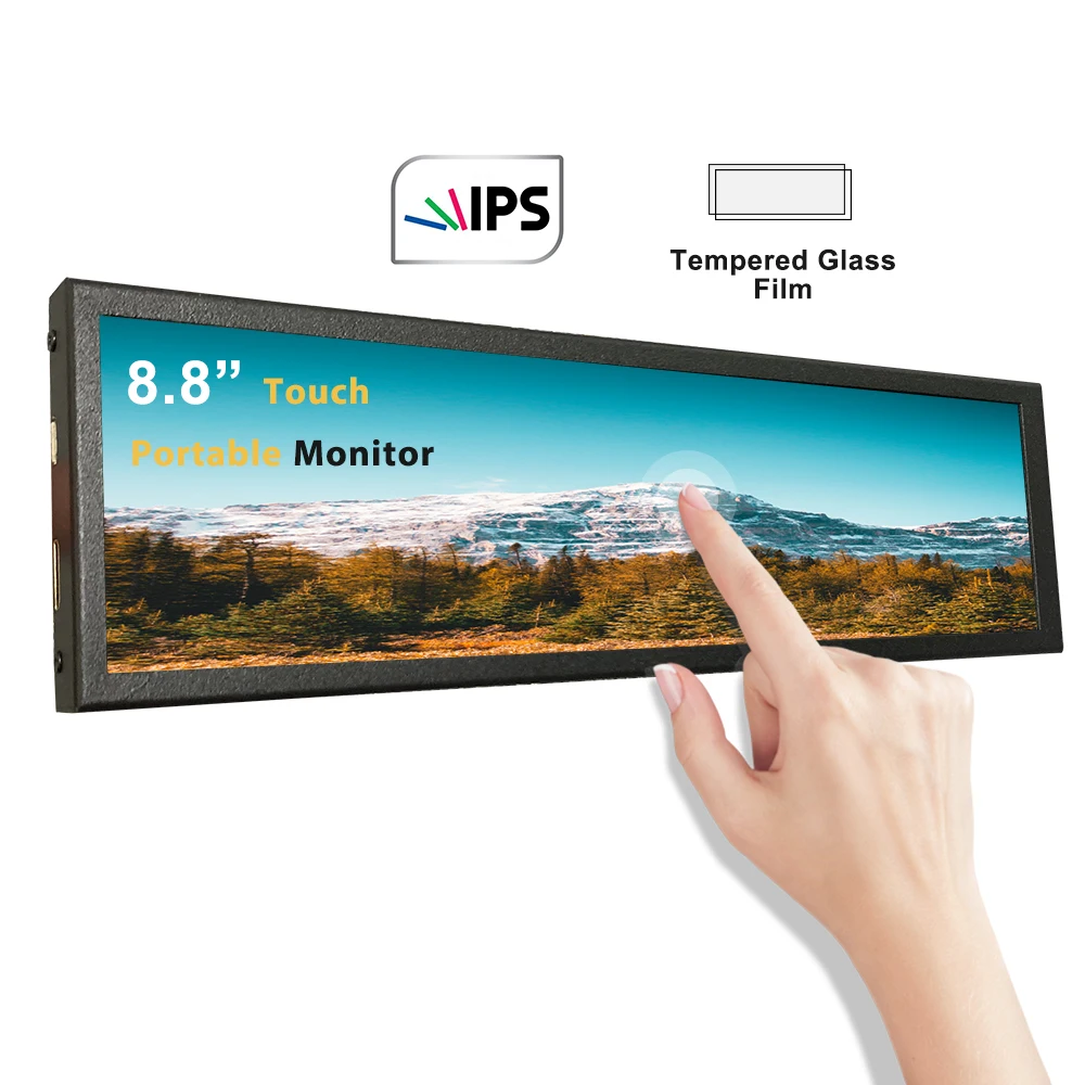 Factory 8.8inch Touchscreen Monitor Wide Stretched Bar Display 1920x480 ...