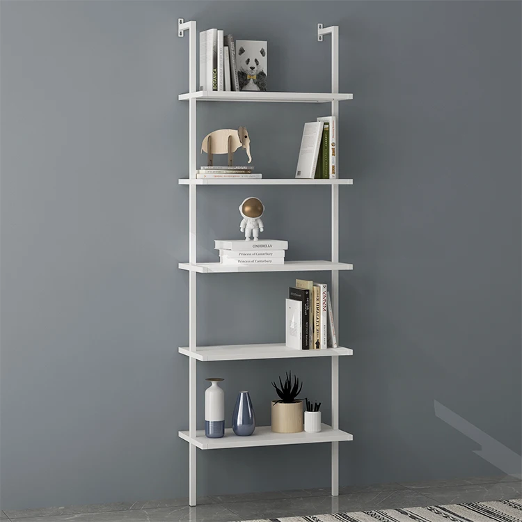 Ladder Shelving Unit 4 Tier Display Stand Book Shelf Wall Rack Cupboard ...