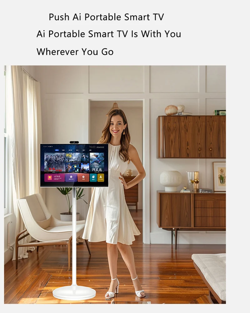 Ai Rolling Tv Screen 27 Inch With Rechargeable Battery Min Stand on ...