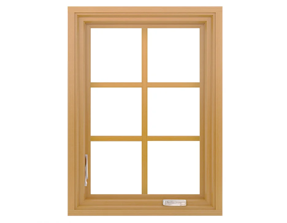 Modern Oak wood aluminum composite window crank out casement window ...