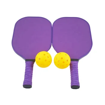 Wooden Purple Pickleball Paddle Beach Racket Pick Paddle Set With Two ...