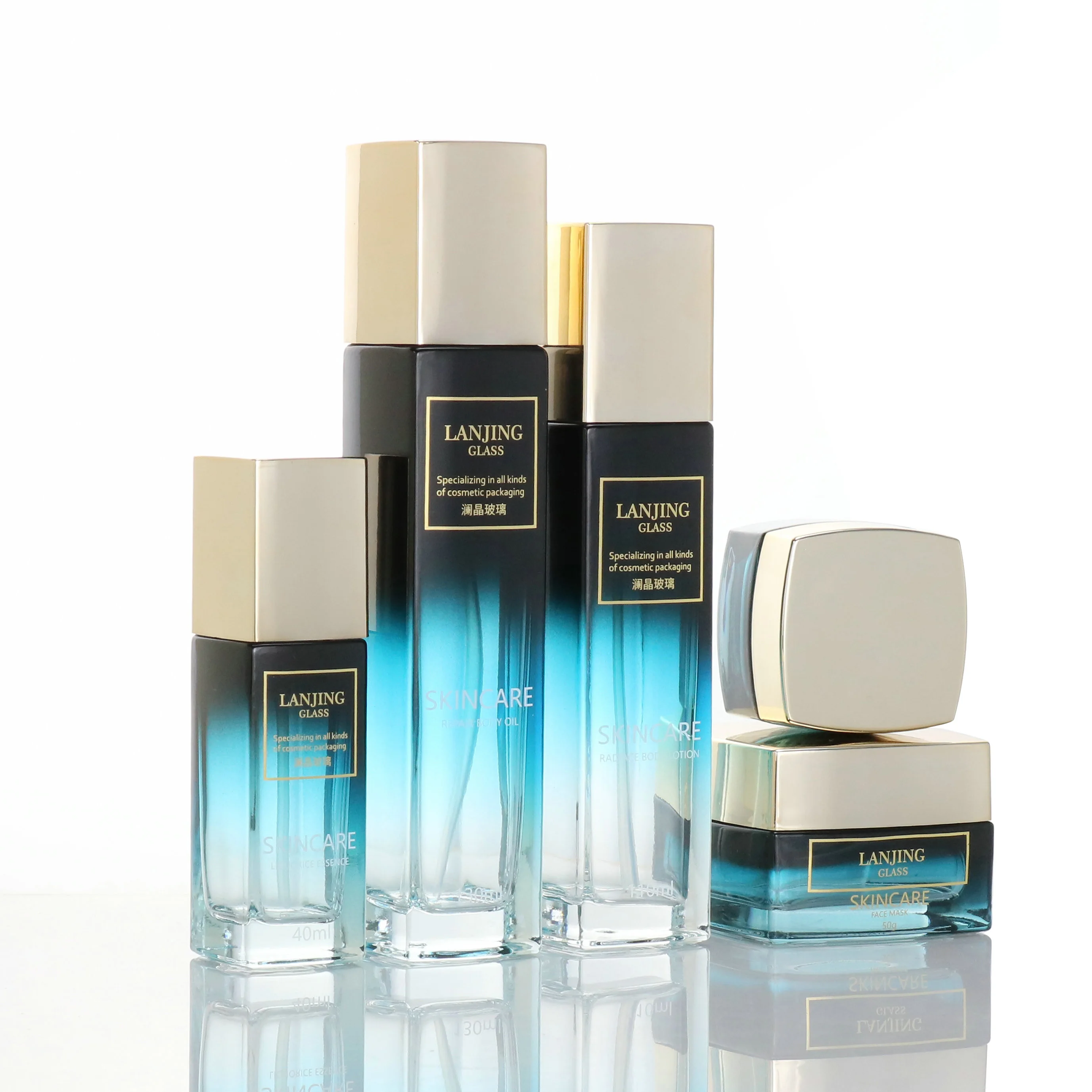 Cosmetics Skin Care Packaging - Glass Pump Bottle Set