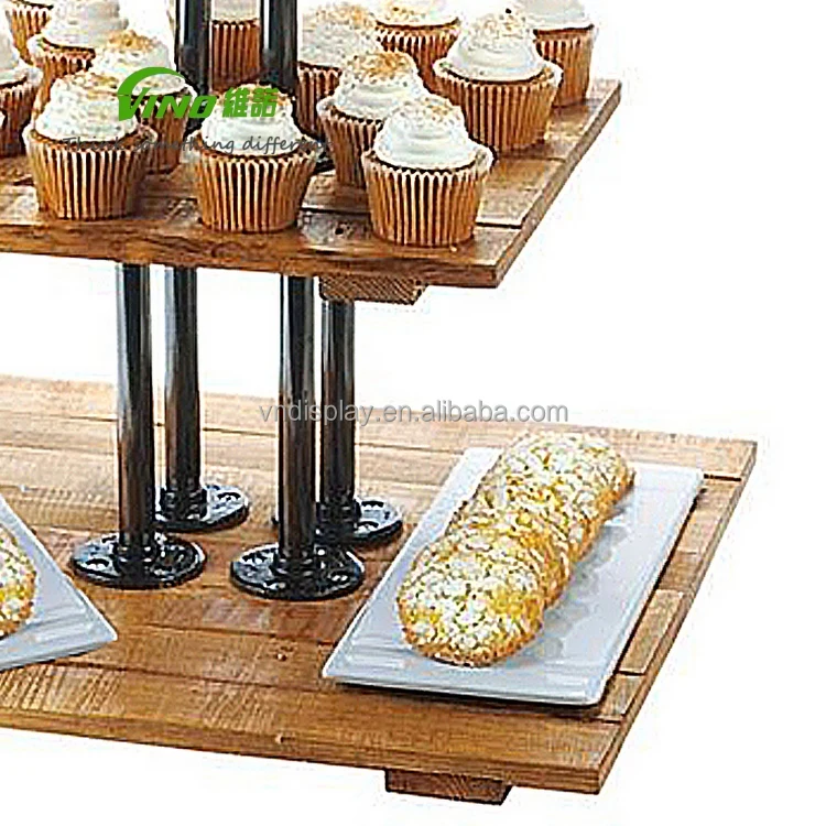 Custom Bakery Display Stand - 3 Tiered Wood & Metal