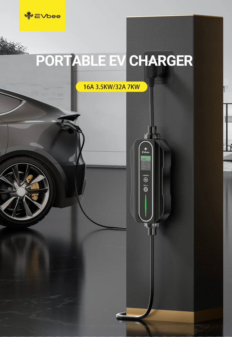 Workersbee 32a Ev Charging Cable 7kw Type 2 Car Charger With Type B Rcd 6ma For Europe Ev Car Ce ...