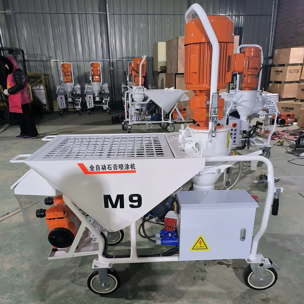 Electric Motor Mini Stucco Movable Paint Gypsum Powder Spraying Machine ...