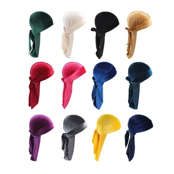 Hip-hop Mens Custom Durag With Logo Hair Du Rag Velvet Velours Homme ...