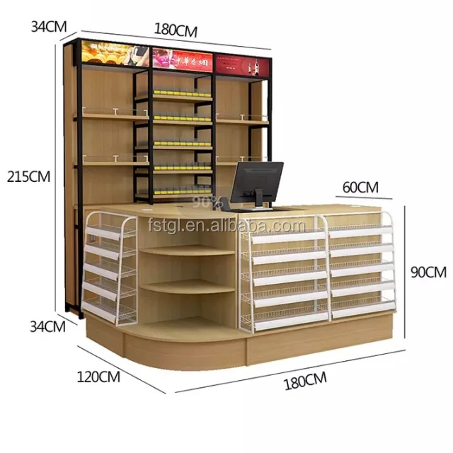 Convenient Stepped Supermarket Cash Register - Mini Checkout Counter