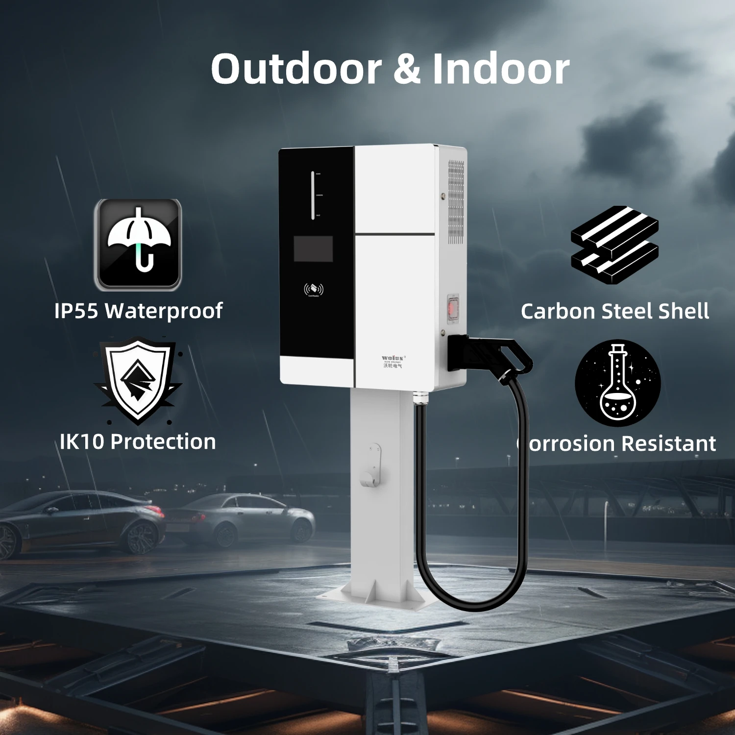 Wolun Floor Standing Electric Car Charger Station Commercial Charging ...