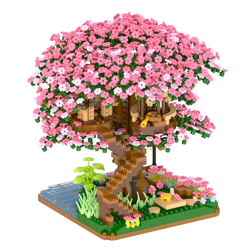 Wholesale Cherry Blossom Tree Building Block Sets Tree House Bricks ...