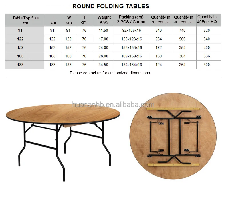 Outdoor Wedding Portable Panel Wood Folding Table - 6 Feet Round