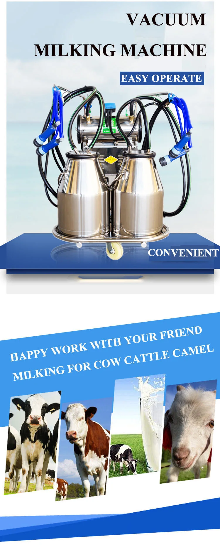 High Quality Portable Cow Milker Cattle Milking Machine Video Technical ...