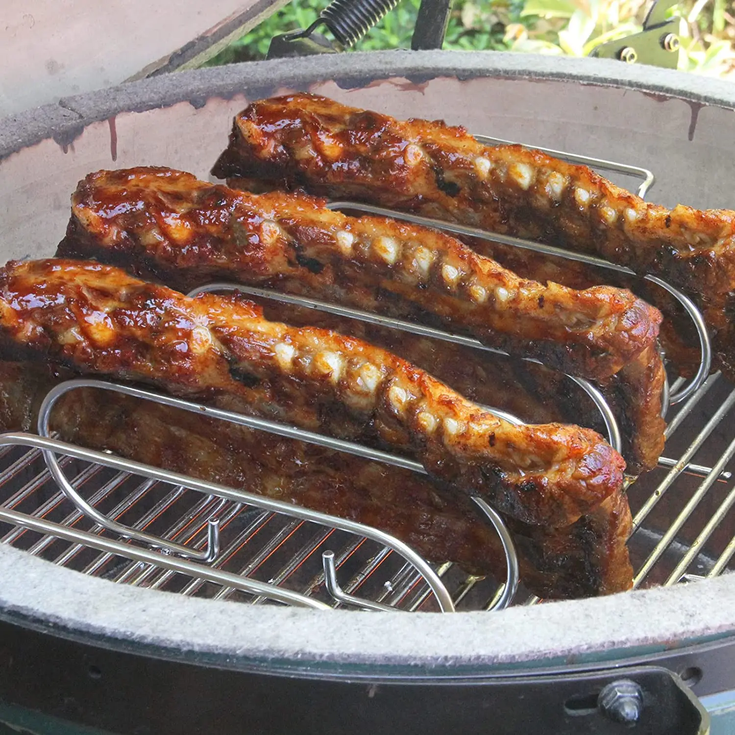 304 Stainless Steel BBQ Rib Holder Accessories Holds 7 Ribs for Kamdo ...