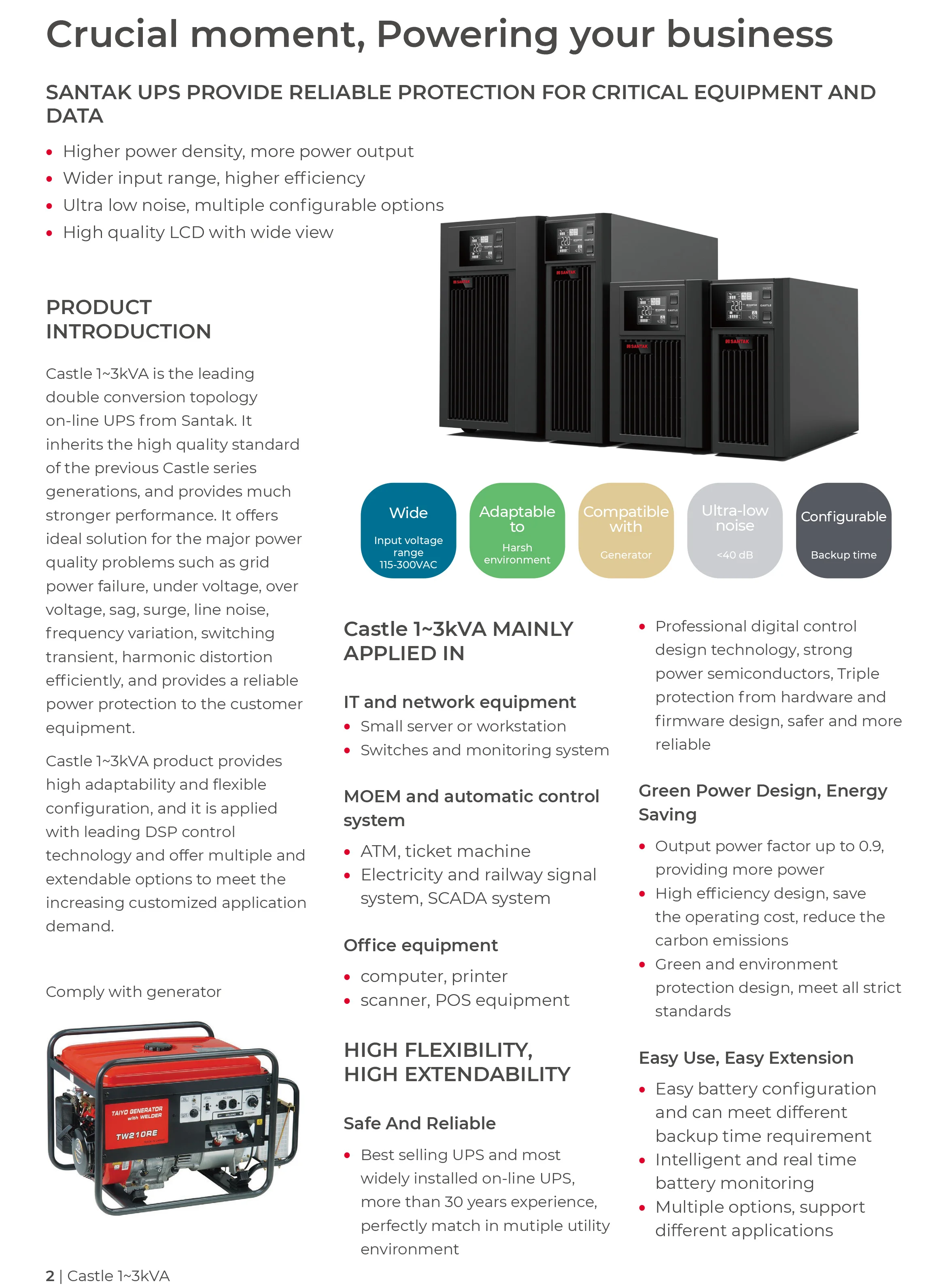 SANTAK Castle 3KS - Reliable 3kva Online UPS with Long Backup