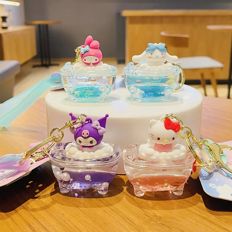 Sanrio Liquid Keychain Kawaii Cartoon Moving Liquid Oil Floating Doll ...