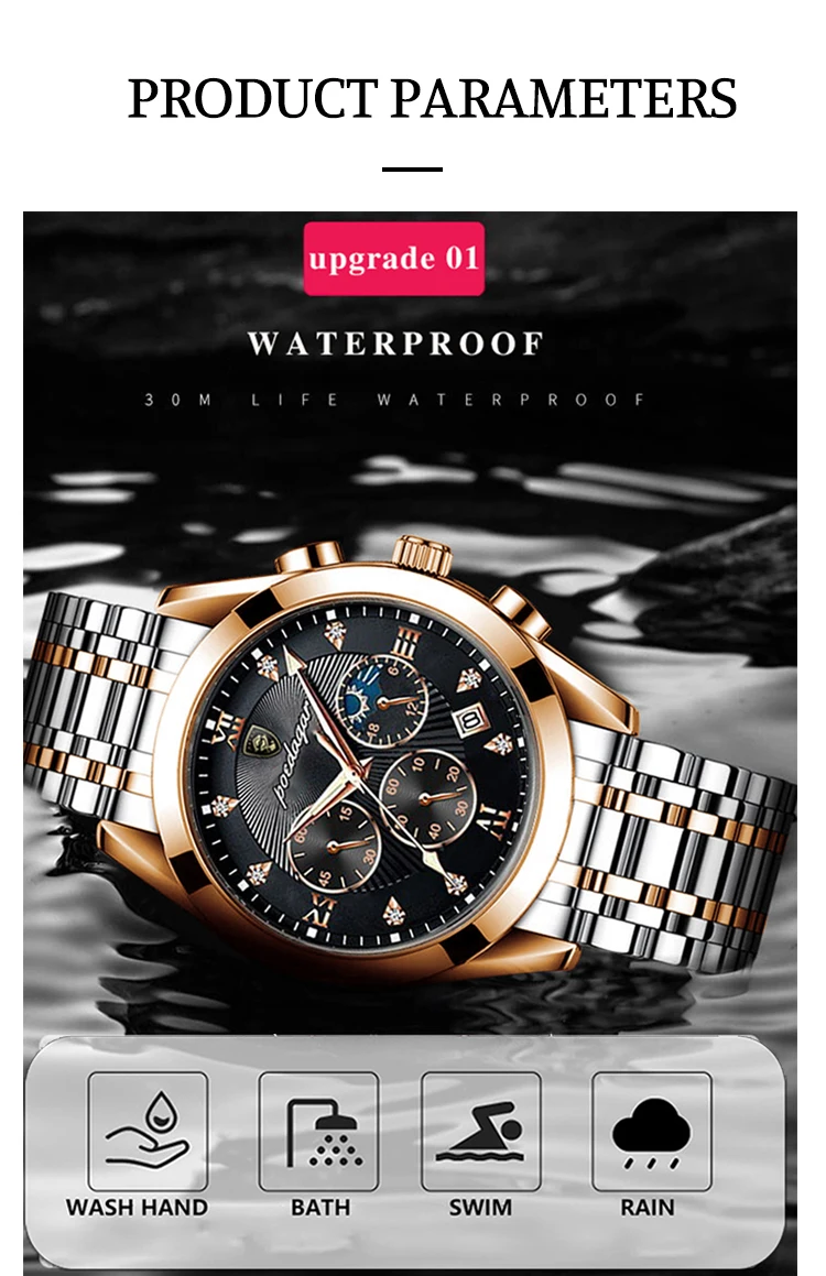 POEDAGAR 8208 Men's Watch - Luxury Sport Quartz Timepiece