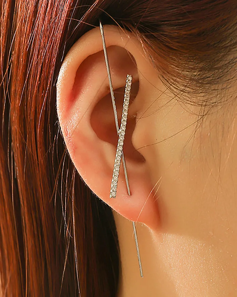 DAICY wholesale fashion Minimalist Funky Bolt Ear pin Zircon Ear Rhinestones Climber Ear Wrap Crawler Hook earring cuff Alibaba