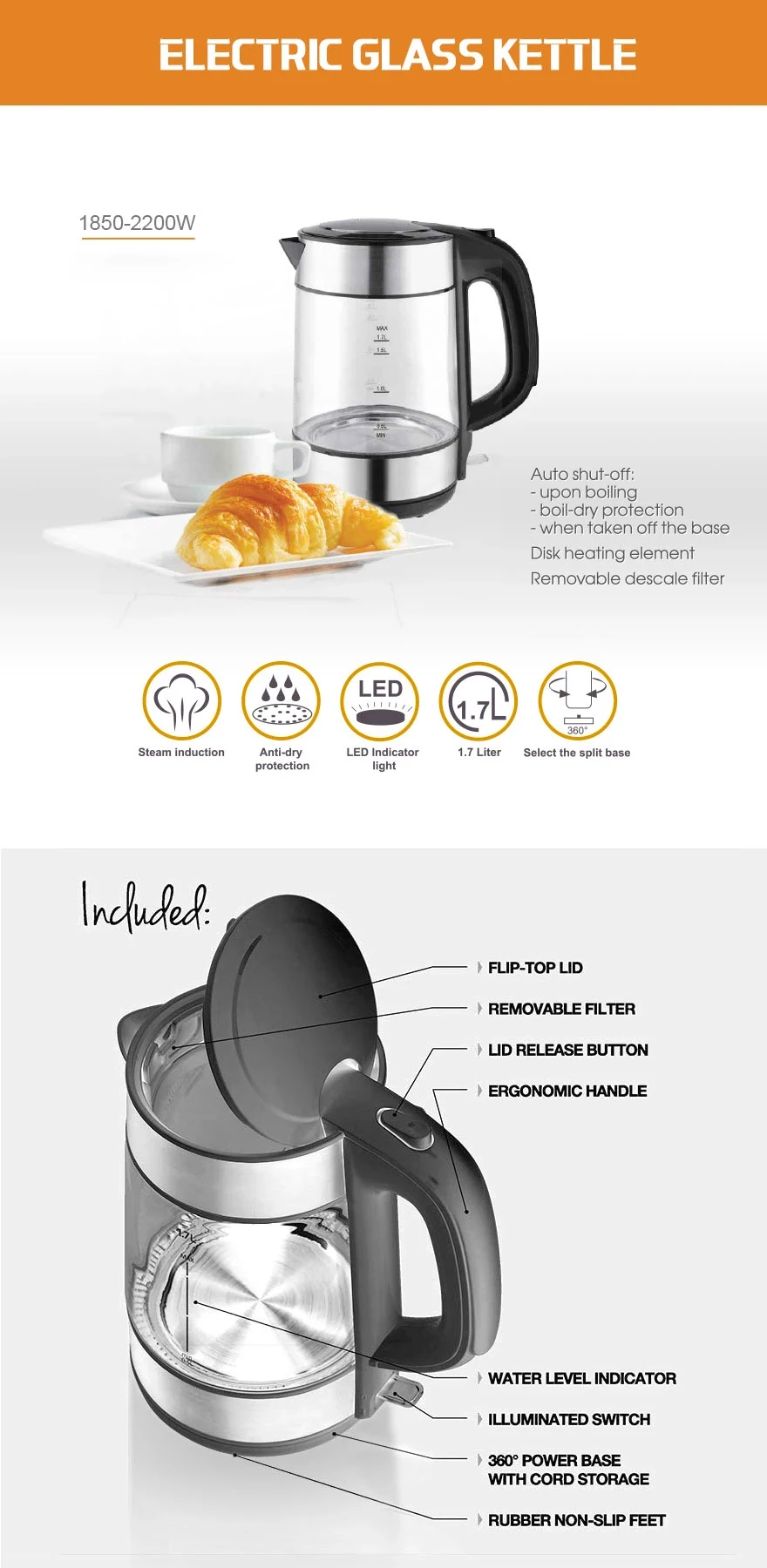 371377 1.7l Wireless Electric Water Boiling Glass Kettle Electric Kettle For Boiling Water - Buy ...