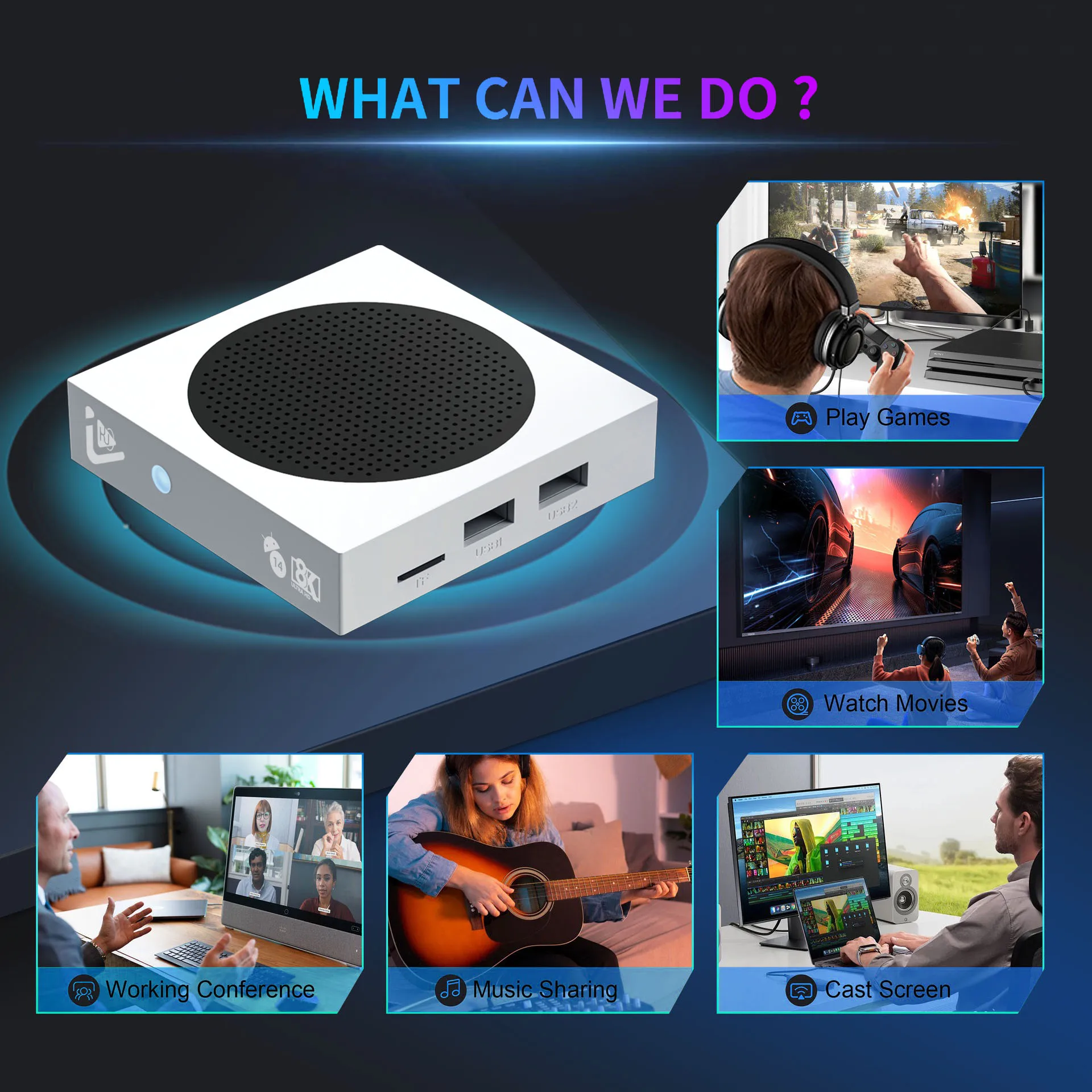 Zoku C5pro Tv Box with 4GB RAM 64GB ROM Android 14 BT Voice Remote 8k ...