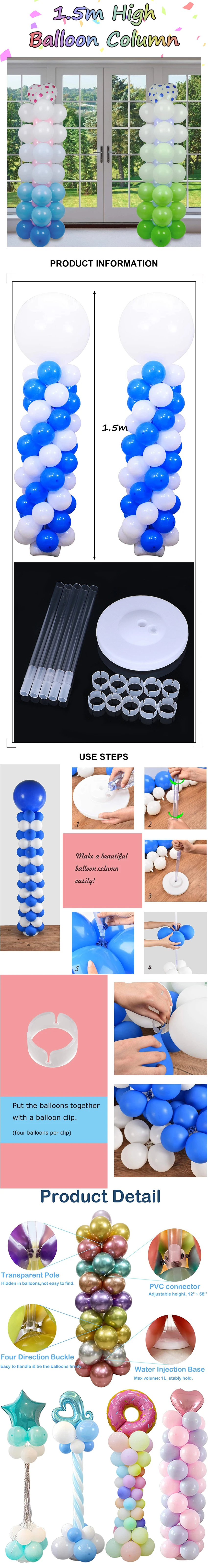 Jingyu Pvc 1.5m Balloon Columns Stand Kit Balloon Holder Display Rack ...