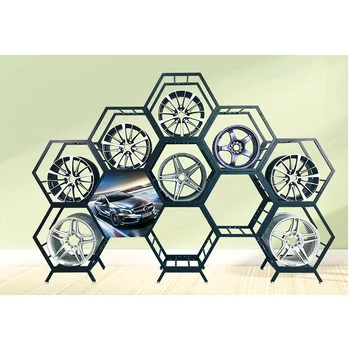 Combined Car Alloy Wheel Rims Display Rack Exhibition Hall Hexagonal ...
