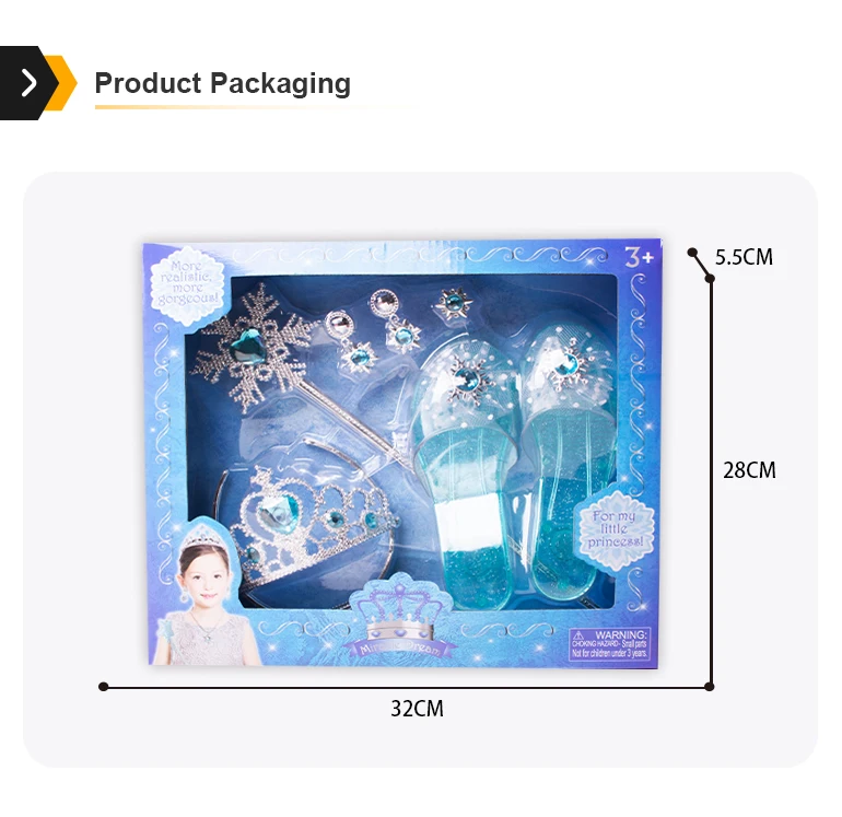 Kids Beauty Set Toy Plastic Crown High Heel Shoes Princess Jewelry Toy ...