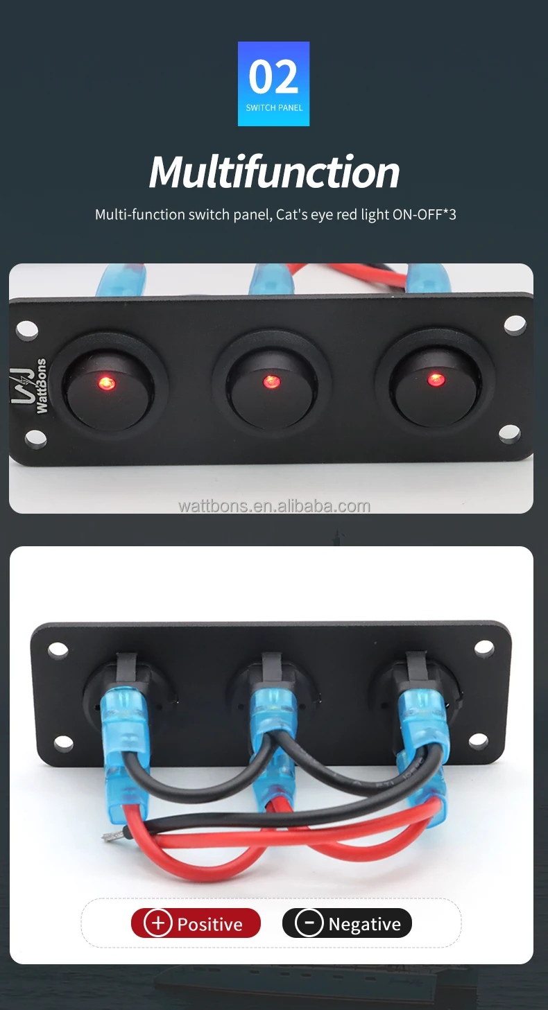 3 Gang Toggle Switch Panel Led 12v 20a 3 Pin Illuminate Round Rocker ...