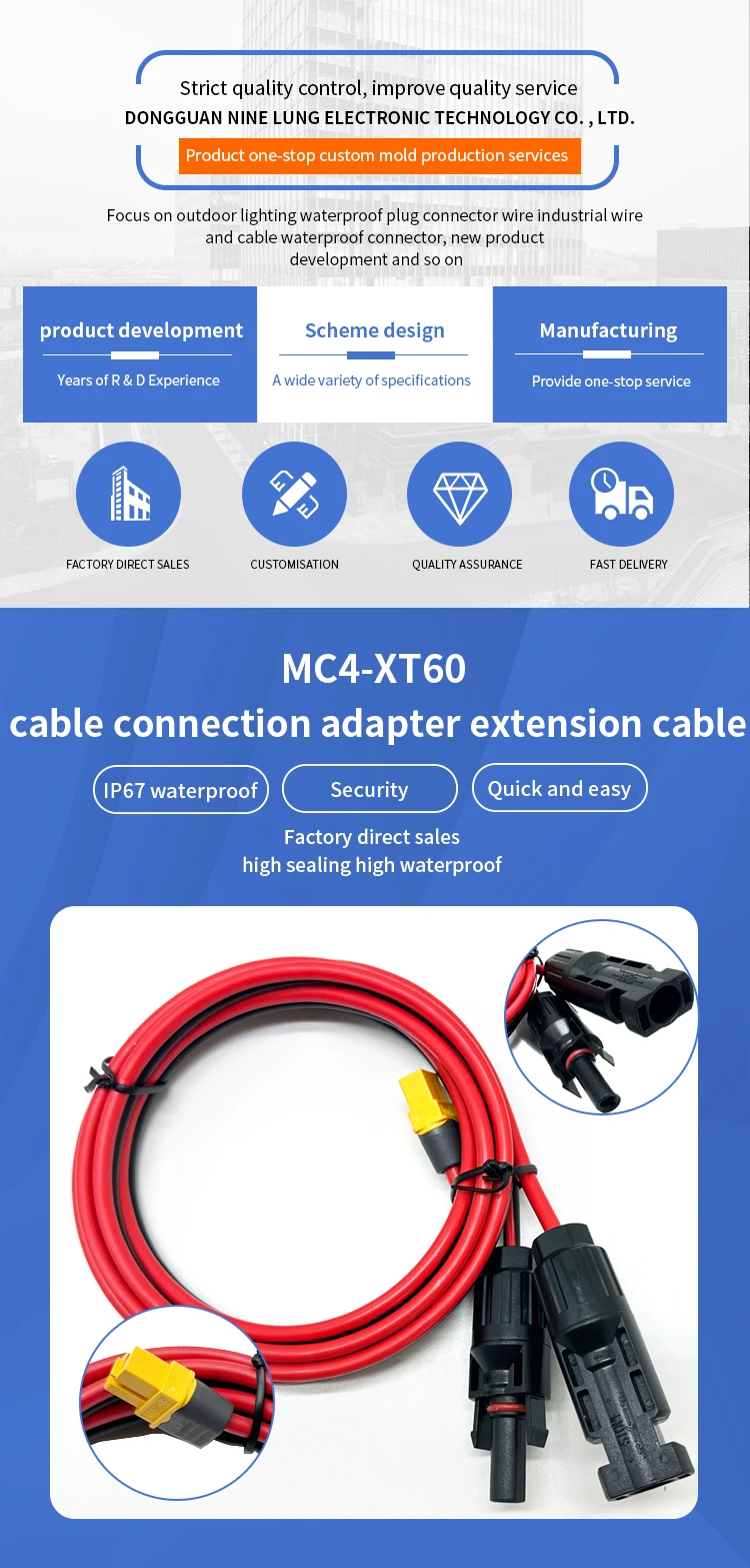 12 Awg Xt60 Cable Connector With Solar Connector For Solar Panel Energy Storage Power Charging ...