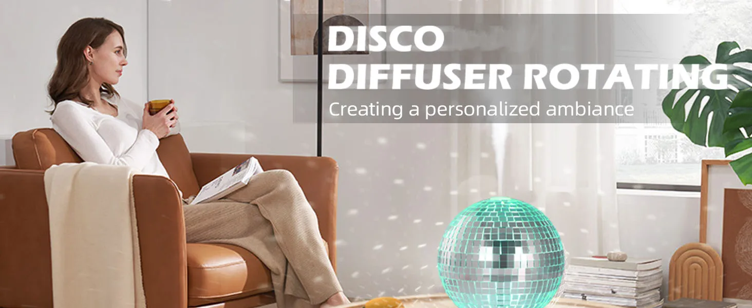 Disco Glass Ball Essential Oil Diffuser - 7 Colors Mirror Glass Humidifier