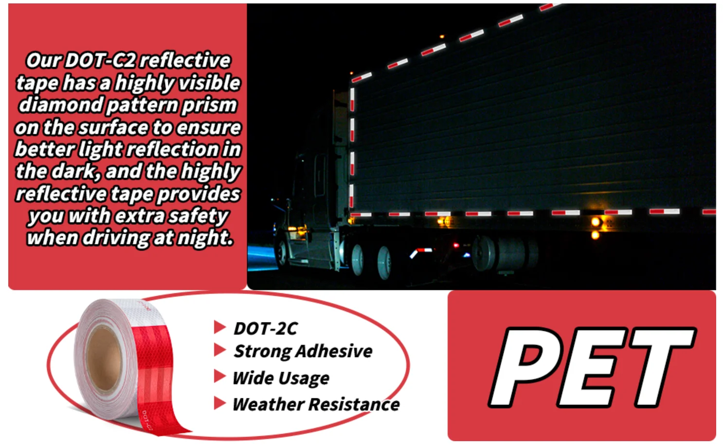 Recommend White Red Dot C2 Adhesive Reflective Tape For Truck - Buy Pvc ...