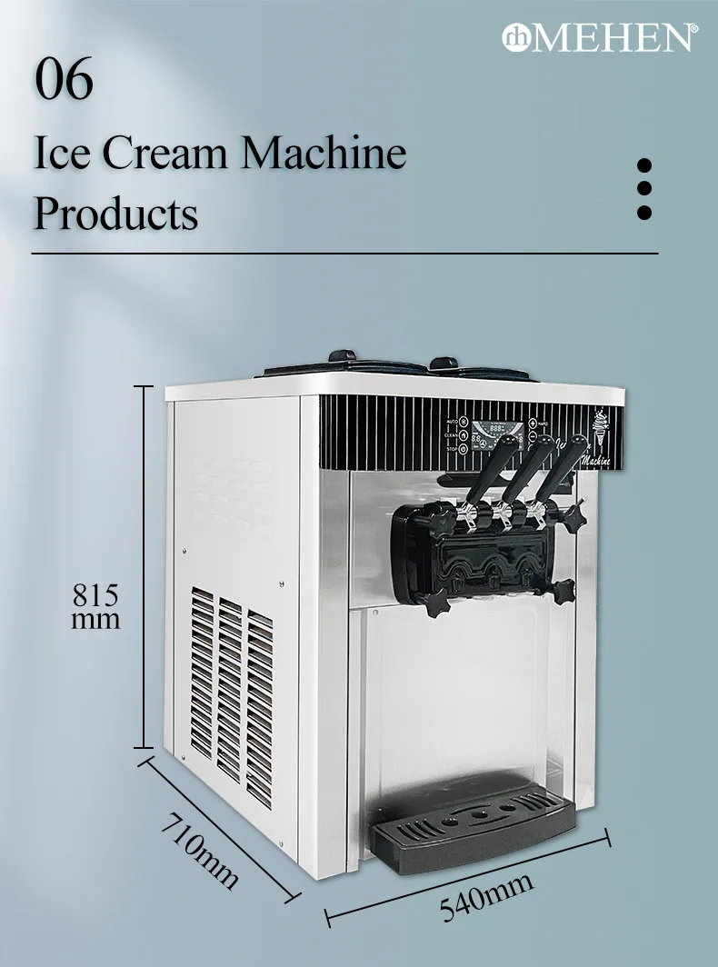 MEHEN Table Automatic 3 Flavors Gelato Ice Cream Machine Pasmo Soft Ice ...