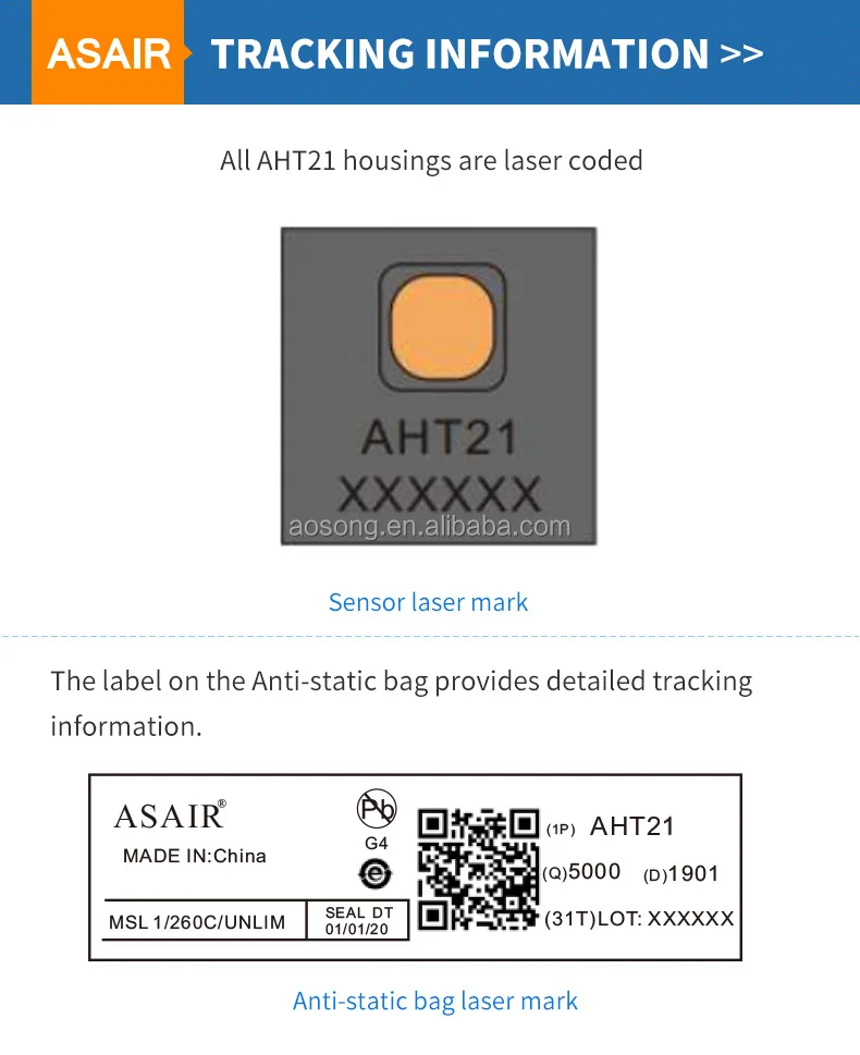 Asair Aht21 Humidity And Temperature Sensors Chips - Buy Temperature ...
