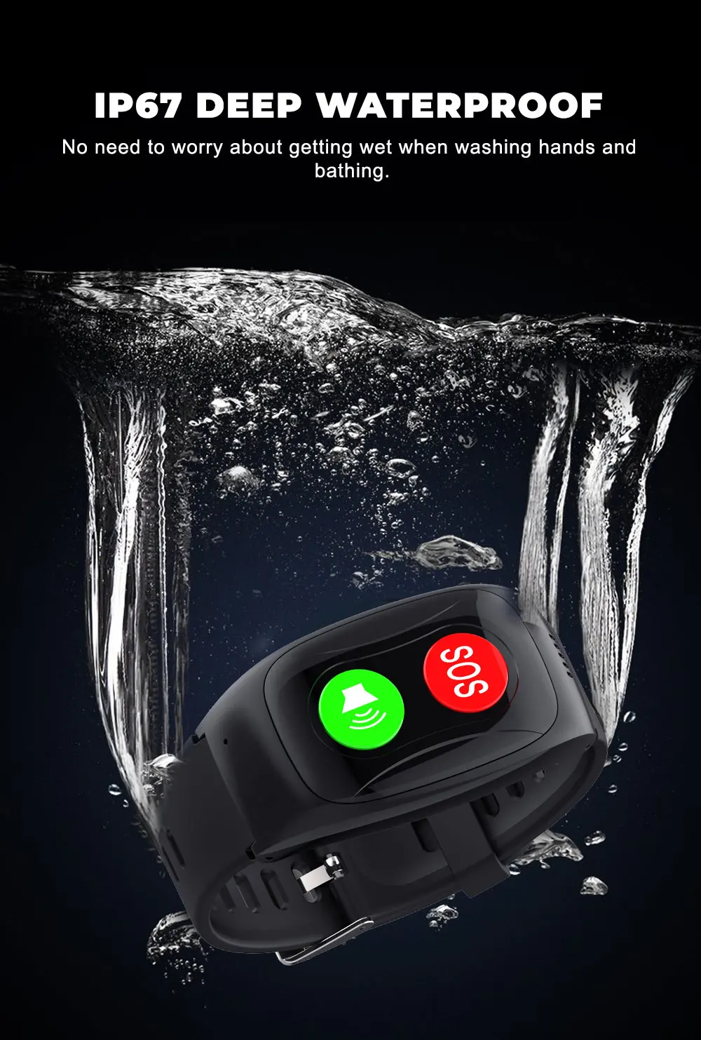 Elder Wearable Alert Smart Watch - VL17/VH67 SOS Bracelet