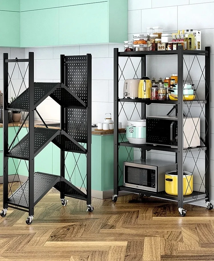 Foldable Metal Rack - 5 Tier Storage for Kitchen Organizing