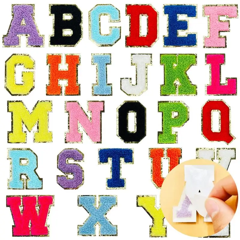 Custom Purple Chenille Letter Glitter Patch Self Adhesive Iron On ...