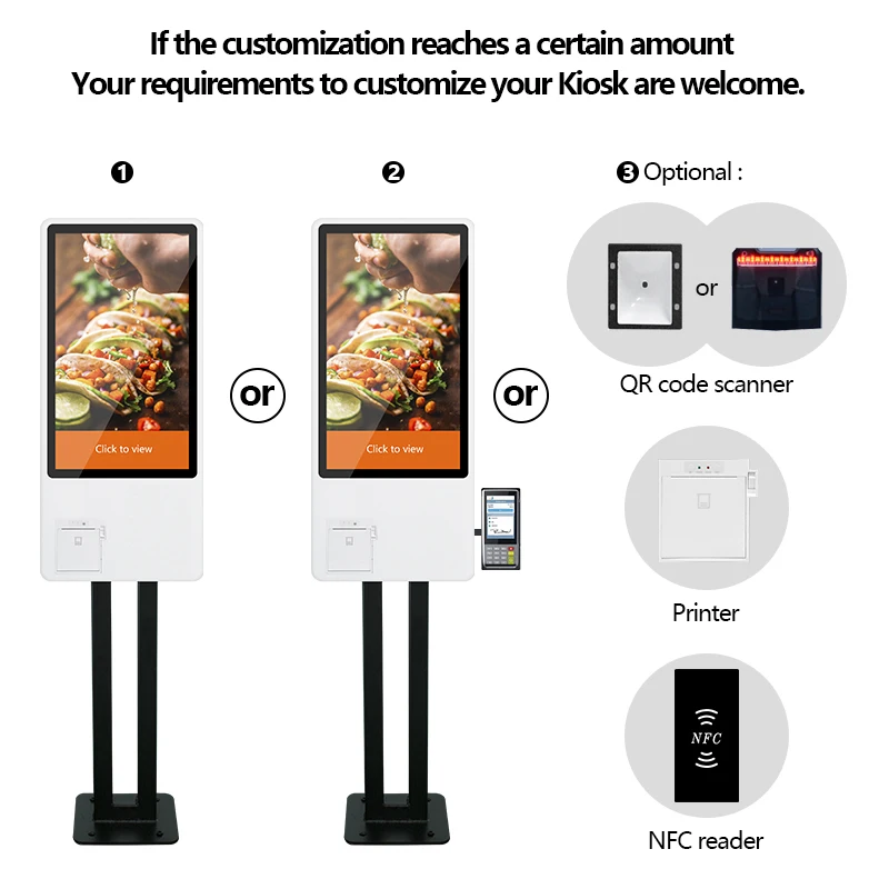 24 Inch Self-Service Kiosk Food Order Machine for Fast Food Restaurant