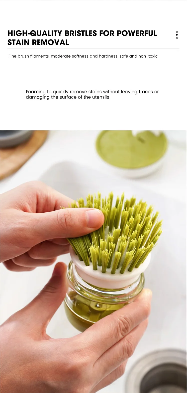 Union Multifunctional Kitchen Cute Scrub Dish Brush With Soap Dispenser ...