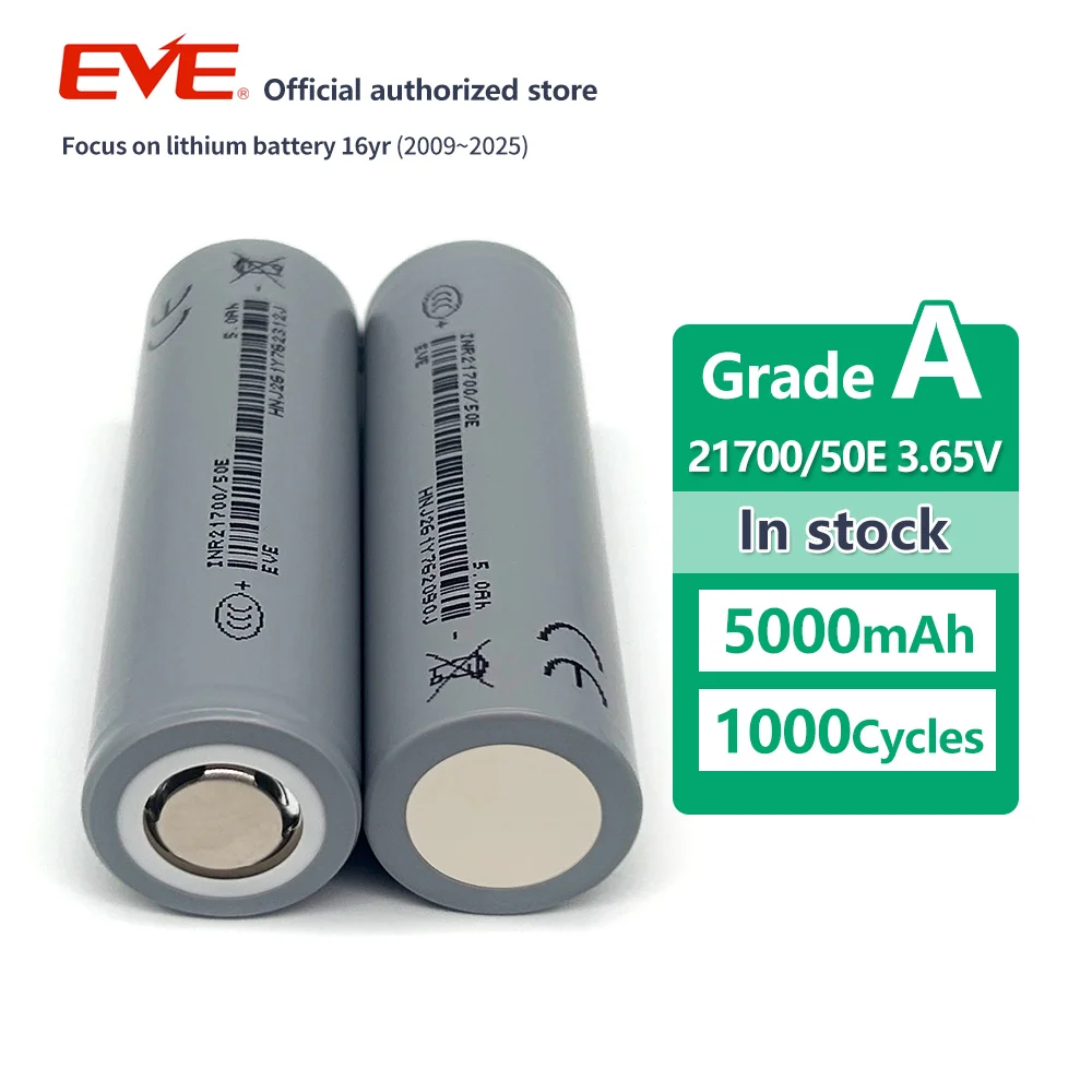 For 21700 Rechargeable Lithium Battery 5000mah 3.6v High Capacity 1000 ...