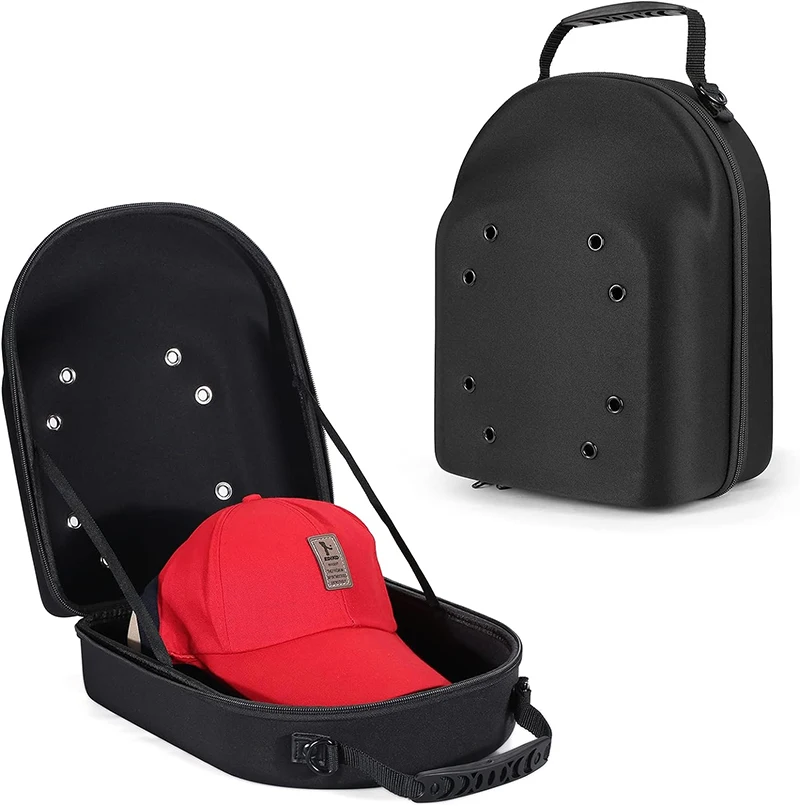 Large Square handle cap carrier Hat Travel Bag Hard Shell Zipper ...